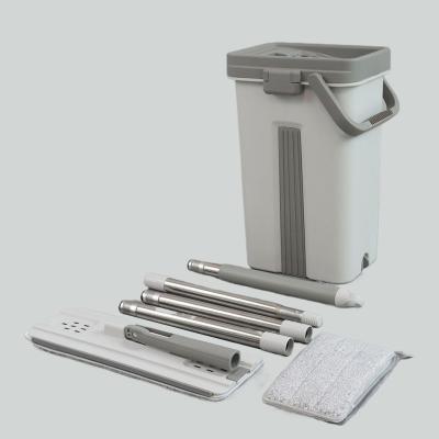 China 360 Magic Stainless Steel Handle Flat Head Microfiber Mop Set Hand Free for sale