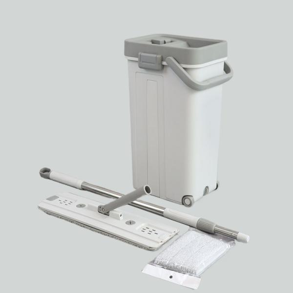 Quality 360 Flat Bottomed Wiping Mop Set Flat Hand Free Wet And Dry Self Squeeze Mop & Bucket Set for sale