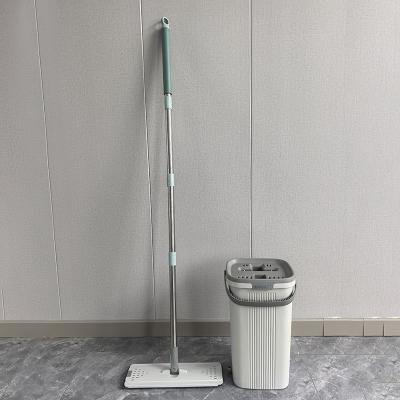 China Stainless Steel Handle Flathead Mop And Bucket 4.5L Washable Flat Floor Mop for sale