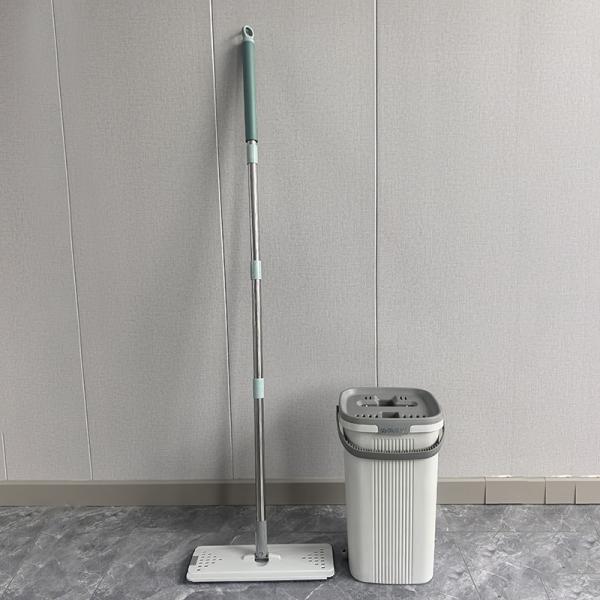 Quality Stainless Steel Handle Flathead Mop And Bucket 4.5L Washable Flat Floor Mop for sale