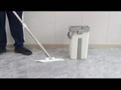 White Squeeze Flat Mop And Bucket Set Long Handle Hardwood Floor 7.5L Capacity