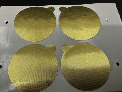 China Gold Embossed Aluminum Foil Self-Adhesive Sealing Liners for Aluminum Coffee Cans and Tea Tins for sale