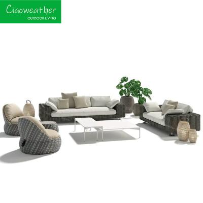 Cina Mobili per patio moderni Divano da giardino a montatura in alluminio per posti a sedere doppi all'aperto in vendita