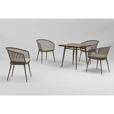 China Alu Frame Outdoor Garden 4 Seat Square Aluminum Dining Set for Patio for sale