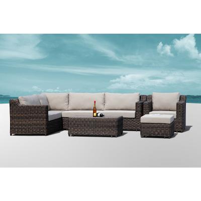 Design moderne canapé de jardin en rotin en extérieur avec cadre en aluminium