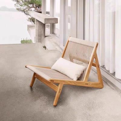 Cina Moderni mobili da patio in teak impermeabile per esterni Eco-friendly Solid Wood Rope Chair Set per divano da giardino in vendita