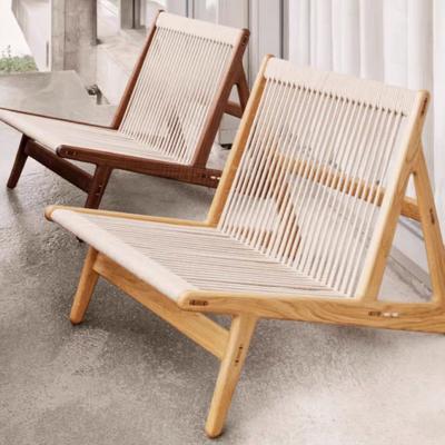 Cina Moderni mobili da patio in teak impermeabile per esterni Eco-friendly Solid Wood Rope Chair Set per divano da giardino in vendita
