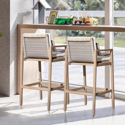 China Outdoor Furniture Garden Chair Teak Furniture Home Patio Bar Chair Rattan Chair Bar Stool Waterproof Sun Protection for sale