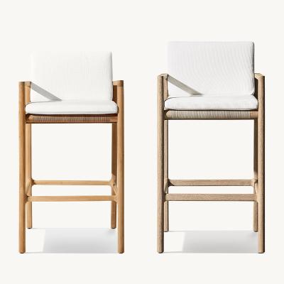 China Outdoor Furniture Garden Chair Teak Furniture Home Patio Bar Chair Rattan Chair Bar Stool Waterproof Sun Protection for sale