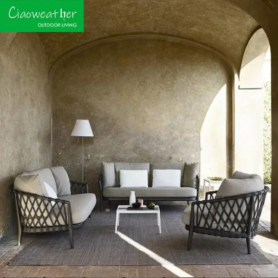 China Divan Living Room Indoor Outdoor Furniture Chaise Lounge Sofa Chair Set with Waterproof Cushion Garden Sofa Lounge Chair for sale