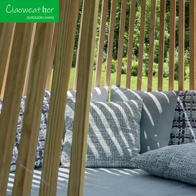 China Geen gevouwen modern design alle weersomstandigheden afgeknopte ronde buitendagbed met luifel voor tuinpark resort hotelmeubilair Te koop