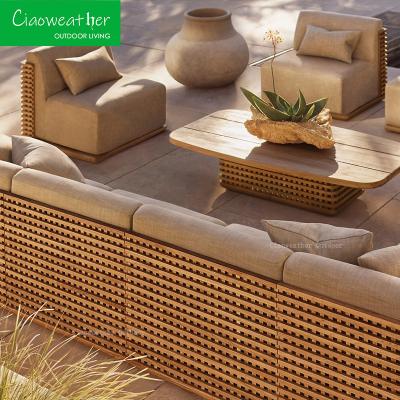 Cina Sofà esterno in teak di lusso per hotel mobili da giardino in legno massello per patio solare in vendita