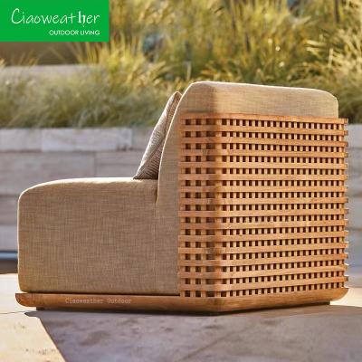 Cina Sofà esterno in teak di lusso per hotel mobili da giardino in legno massello per patio solare in vendita