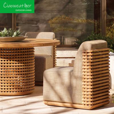 Cina Mobili da giardino in legno Mobili per esterni moderni In legno massello Teak Cortile Sedile da pranzo senza braccia Sedile laterale in legno in vendita