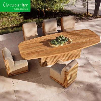 Cina Mobili da giardino in legno Mobili per esterni moderni In legno massello Teak Cortile Sedile da pranzo senza braccia Sedile laterale in legno in vendita