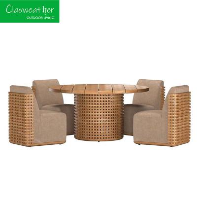 Cina Mobili da giardino in legno Mobili per esterni moderni In legno massello Teak Cortile Sedile da pranzo senza braccia Sedile laterale in legno in vendita