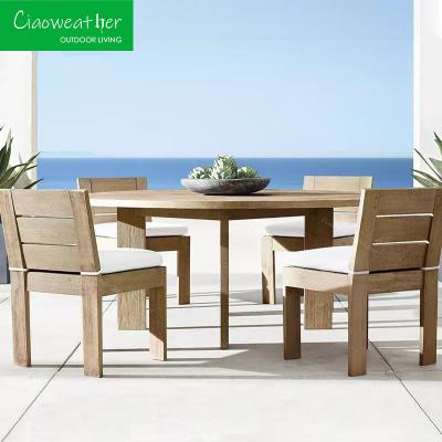 Cina Set da pranzo all' aperto con mobili per patio e tavolo e sedia in legno di teak moderno in vendita