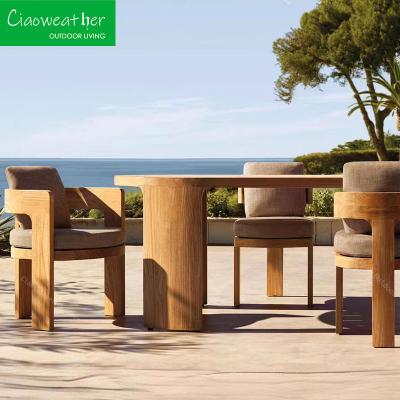 Cina Moderno design personalizzato colore legno massello di teak cortile sedile da pranzo poltrona e sedile laterale set per mobili da giardino in vendita