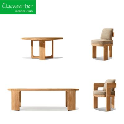 Cina Moderno design personalizzato colore legno massello di teak cortile sedile da pranzo poltrona e sedile laterale set per mobili da giardino in vendita