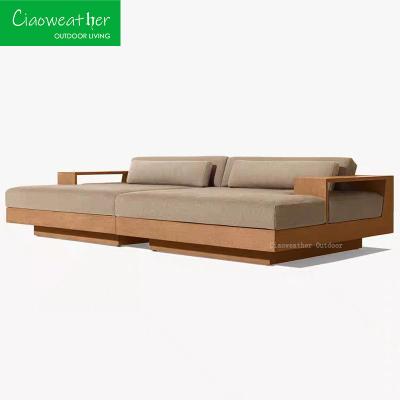 Cina Modern Waterproof Latest Design Outdoor Courtyard Teak Wood Garden Sofa Set Per Il Tempo Libero Sul Patio in vendita