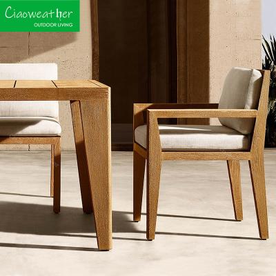 Cina Arredamento esterno Tavolo da pranzo e sedia per cortile con sedia in teak cuscinata e cuscino impermeabile per esterni in vendita