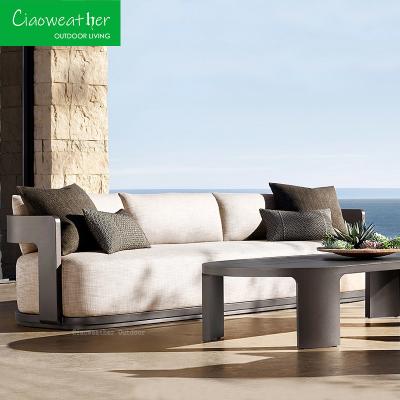China Modern Garden Sofa Set Luxury Outdoor Furniture Wooden Garden Waterproof Fire Outdoor Sofa Sets Hotel Outdoor Teak Patio for sale