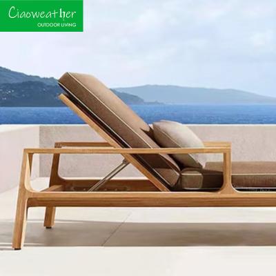 China Outdoor Teak Lounge Chair voor Villa Hotel Tuin Zonnebank Terras Zwembad Strand Op maat Te koop