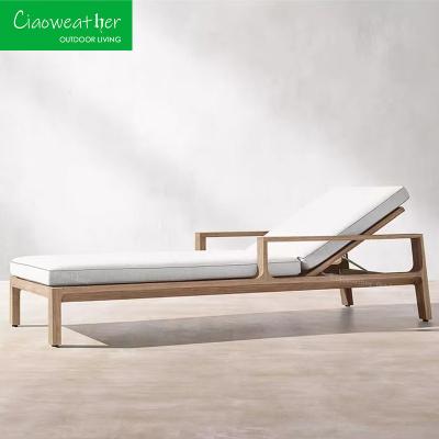 China Outdoor Teak Lounge Chair voor Villa Hotel Tuin Zonnebank Terras Zwembad Strand Op maat Te koop