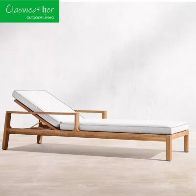 China Outdoor Teak Lounge Chair voor Villa Hotel Tuin Zonnebank Terras Zwembad Strand Op maat Te koop