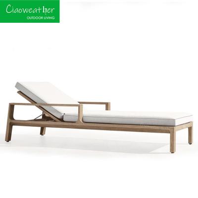 China Outdoor Teak Lounge Chair voor Villa Hotel Tuin Zonnebank Terras Zwembad Strand Op maat Te koop