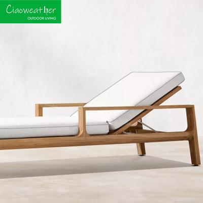 China Outdoor Teak Lounge Chair voor Villa Hotel Tuin Zonnebank Terras Zwembad Strand Op maat Te koop
