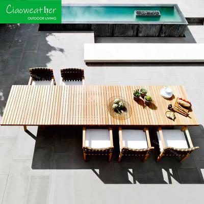 Cina Moderna villa semplice balcone giardino patio mobili esterni in legno massello in teak con cuscino impermeabile e imballaggio per la posta in vendita