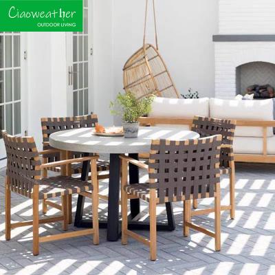Cina Moderna villa semplice balcone giardino patio mobili esterni in legno massello in teak con cuscino impermeabile e imballaggio per la posta in vendita