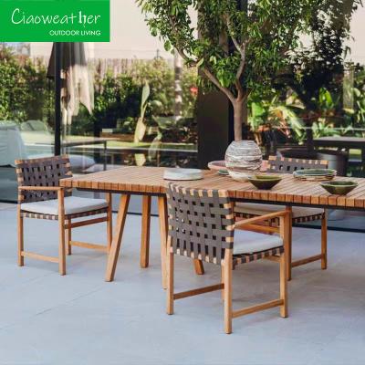 Cina Moderna villa semplice balcone giardino patio mobili esterni in legno massello in teak con cuscino impermeabile e imballaggio per la posta in vendita