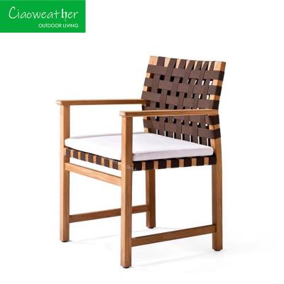 Cina Moderna villa semplice balcone giardino patio mobili esterni in legno massello in teak con cuscino impermeabile e imballaggio per la posta in vendita