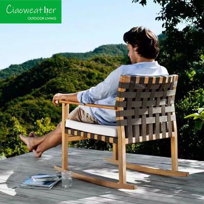 Cina Moderna villa semplice balcone giardino patio mobili esterni in legno massello in teak con cuscino impermeabile e imballaggio per la posta in vendita