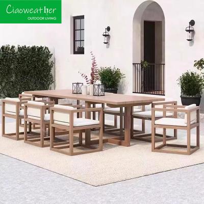 China Waterdicht Tuin Hotel Teak Massief Hout Eettafel Set voor Villa Hof Buiten tafels en stoelen Vrije tijd Meubelen Te koop