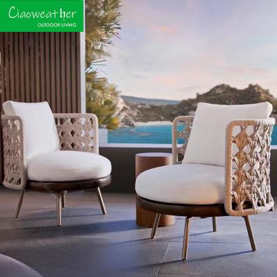 China Gepersonaliseerde kleur Buitenmeubilair Algemeen Waterdicht Weef touw Leisure Chair Theetafel Combinatie voor Villa Hof Te koop