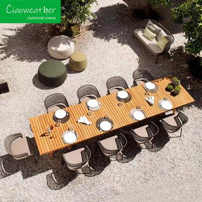 China Waterdicht bekleding kussen Outdoor Eettafel en stoel Set met valse wicker ontwerp Te koop