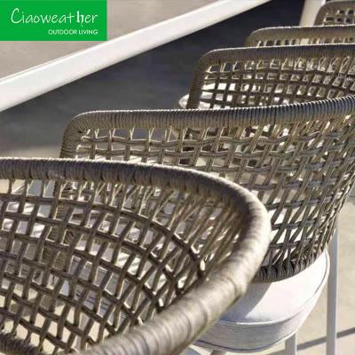 China Waterdicht bekleding kussen Outdoor Eettafel en stoel Set met valse wicker ontwerp Te koop