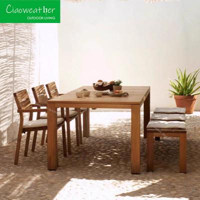 China Moderne stijl buitemeubilair Houten eetstoel met waterdicht bekleding en waterdicht kussen Te koop