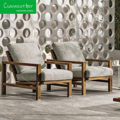 Cina Hotel mobili da esterno Divano in teak di lusso con stile di design moderno Set Sedile da svago in legno massello in vendita