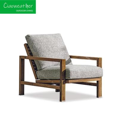 Cina Hotel mobili da esterno Divano in teak di lusso con stile di design moderno Set Sedile da svago in legno massello in vendita