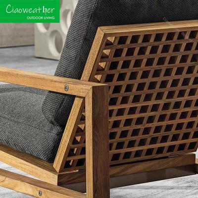 Cina Hotel mobili da esterno Divano in teak di lusso con stile di design moderno Set Sedile da svago in legno massello in vendita