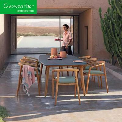 China Solid Wood Outdoor Meubels Leisure Chair voor Moderne Zofa Pool Patio Rattan Hotel Arm Aluminium touw Teak Luxe Tuinstoel Te koop