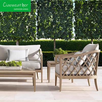 Hotel Outdoor Patio Furniture Teak Dining Set with Wood Frame and Water-Resistant Cushion