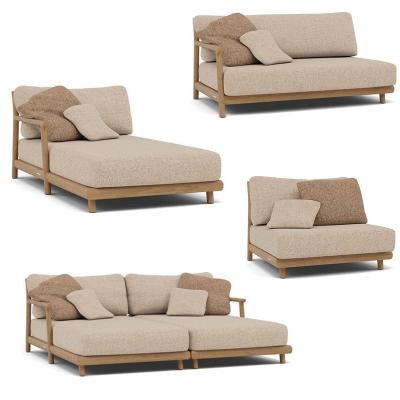 China Modern Villa Garden Patio Teak Wood Lounge Set with Cushion and Coffee Table for sale