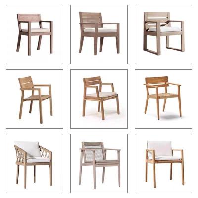 Cina Hotel Outdoor Standard Patio Rope Weaving Teak Wood Giardino Tavolo e sedia Set per mobili da pranzo in vendita