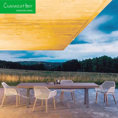 China NO Folded Wicker Patio Dining Table Set for Modern Patio Furniture Outdoor Rattan Dining Set for sale