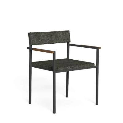 Cina Set di sedie in teak per patio esterno Tavolo e sedie in rotino grigio marrone in design moderno in vendita